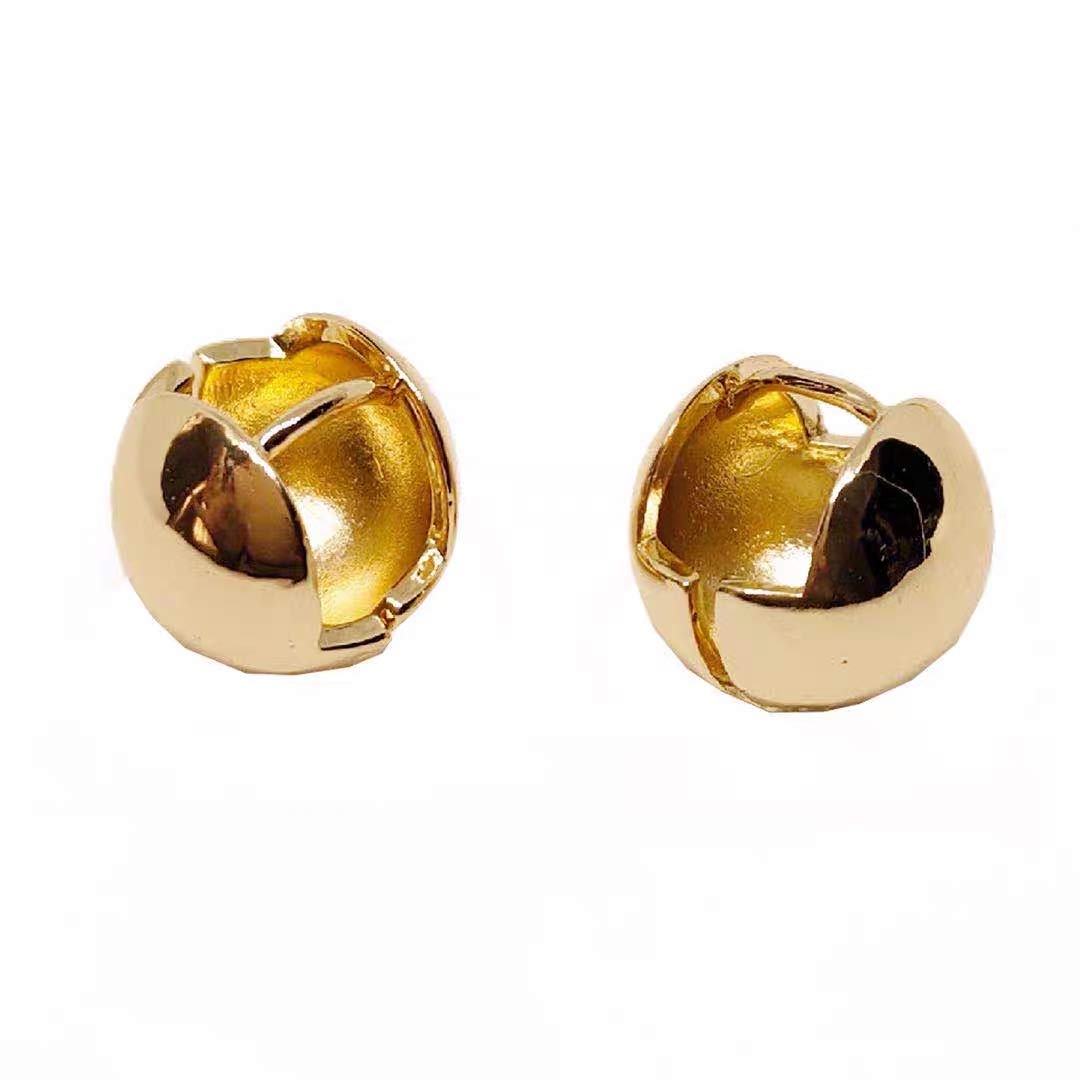 18K Gold Plated Brass Ball Stud Earrings, Minimalist Earrings, Silver Posts, Minimal Women Jewelry