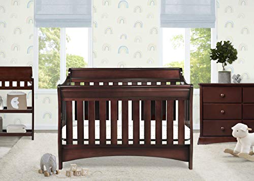 Delta Children Bentley S Series 4-in-1 Crib, Black Cherry Espresso + Serta Perfect Slumber Dual Sided Recycled Fiber Core Crib and Toddler Mattress (Bundle)