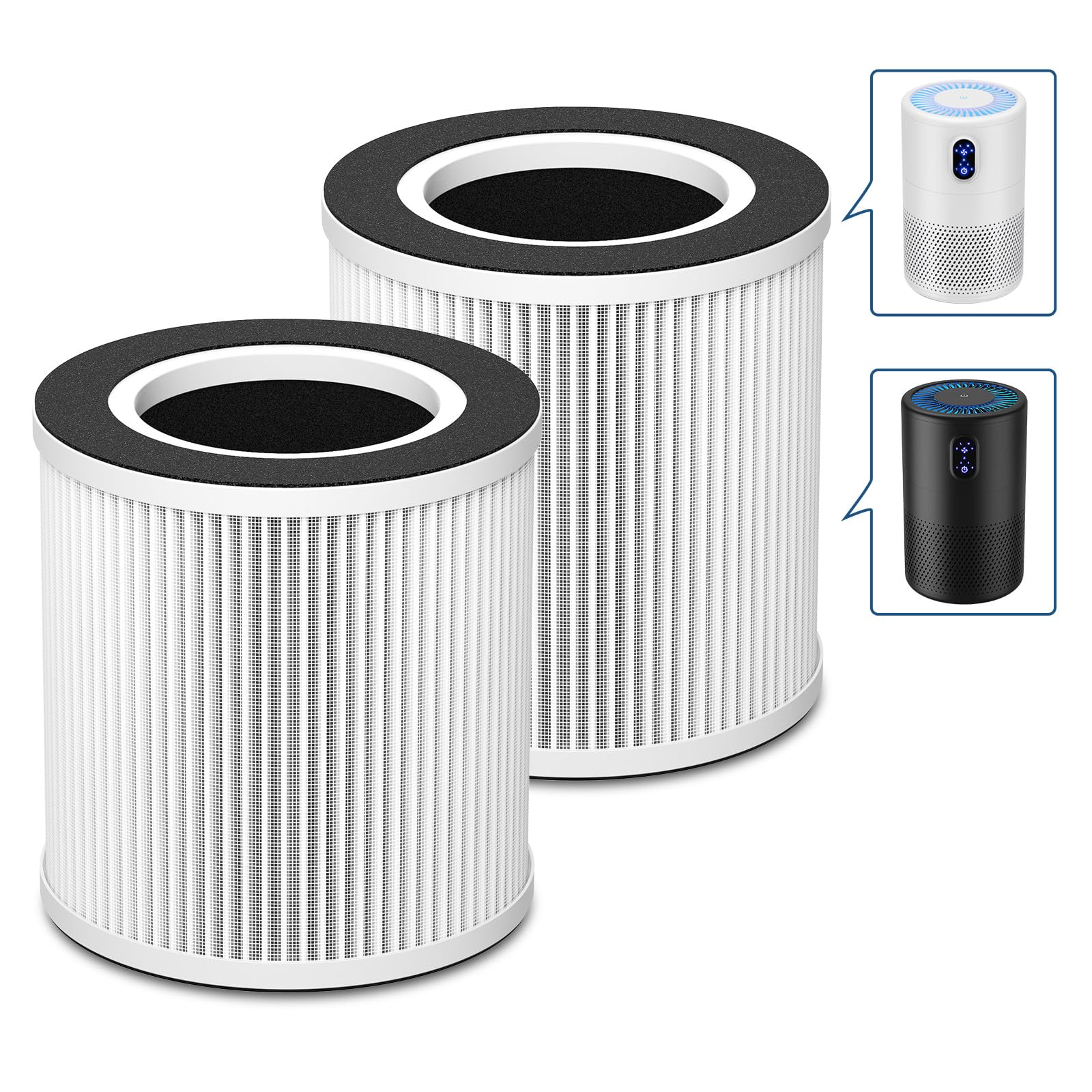 2-Pack B-D02L Replacement Filter, Compatible with MOOKA & KOIOS B-D02L Air Purifi-er, for VEWIOR B-D02U Air Purifi-er, H13 True HEPA Filter for MOOKA Air Purifi-er Replacement Filter B-D02L