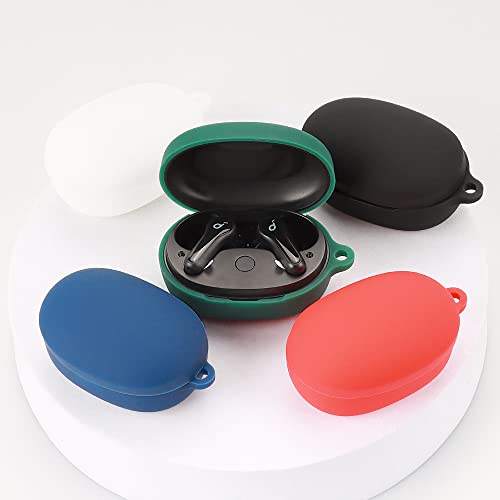 2 Pack DAYJOY Soft Silicone Protective Case Cover Compatible with Anker Soundcore Life Note E Earbuds, Protective Skin Sleeve with Carabiner (Black+Blue)
