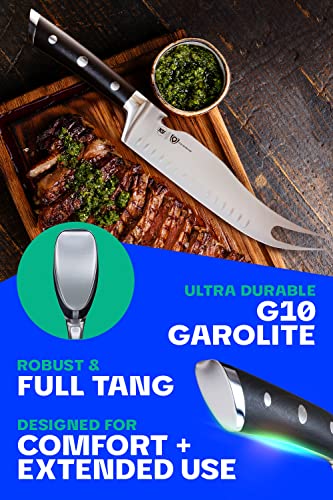 Dalstrong BBQ Pitmaster & Meat Knife - 8 inch - Gladiator Series Elite - Forged High Carbon German Steel - Forked Tip & Bottle Opener - G10 Handle - Sheath Included - NSF Certified