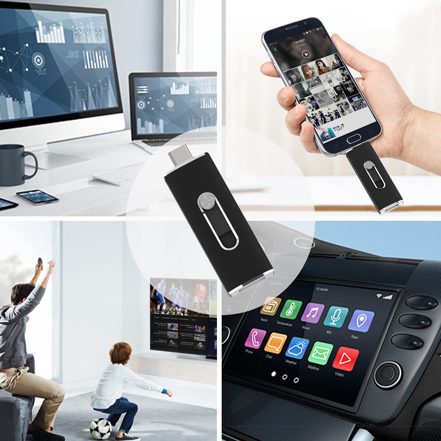 JOIOT 128GB USB C Flash Drive Dual USB 3.2 Flash Drive Type C + USB A Portable Type-C Flash Drive 2-in-1 USB-C Thumb Drive for Smartphone Tablet Computer Mac iPhone