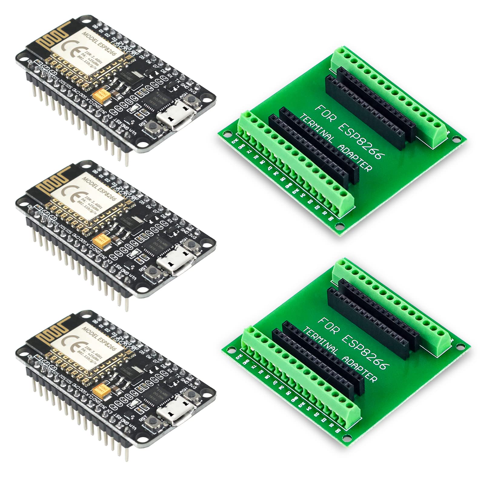 KeeYees 3pcs ESP8266 WiFi Development Board with 2pcs Mini Breakout Board