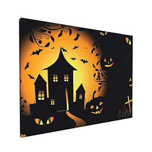 MSGUIDE Wall Art Canvas Halloween Haunted House Decorative Painting for Living Room Bedroom Office (16 Inch X 12 Inch X 1 Panel)