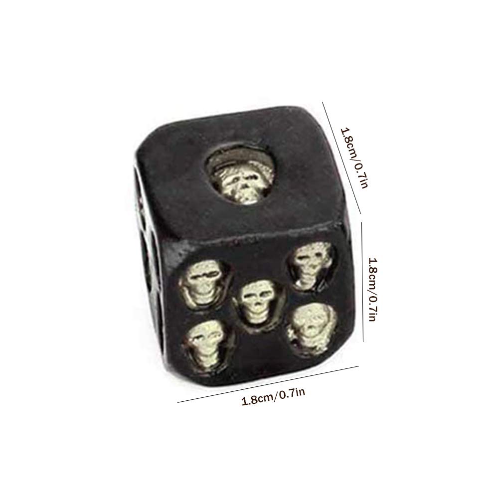 5pcs/Set Black Mini Skull Dice Six Sided Resin Skull Dice for Party Playing Drinking Death Table Game Party Halloween Festival Bar Game Toy Tool (Silver)
