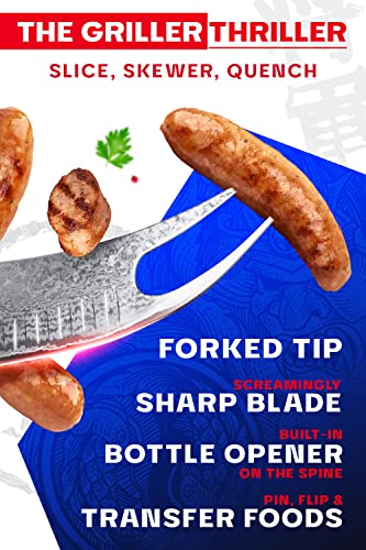 Dalstrong Pitmaster BBQ & Meat Knife - 8 inch - Shogun Series ELITE - Forked Tip & Bottle Opener - Japanese AUS-10V Super Steel - G10 Handle - w/Sheath