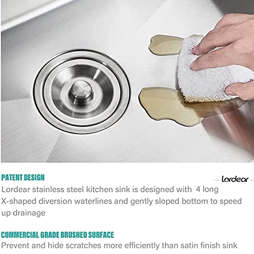 36 Farmhouse Sink Stainless Steel - Lordear 36 inch Kitchen Sink Apron Front Ledge Workstation 16 Gauge Stainless Steel Single Bowl Luxury Farm Sink Basin