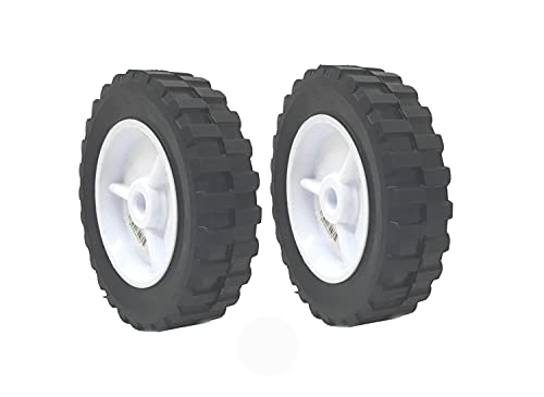 2 Pack - 6" x 1.5" Solid Rubber Flat Free Tire Hand Truck Plastic Wheel - β 1/2" Axle Hole - 70 lbs Capacity