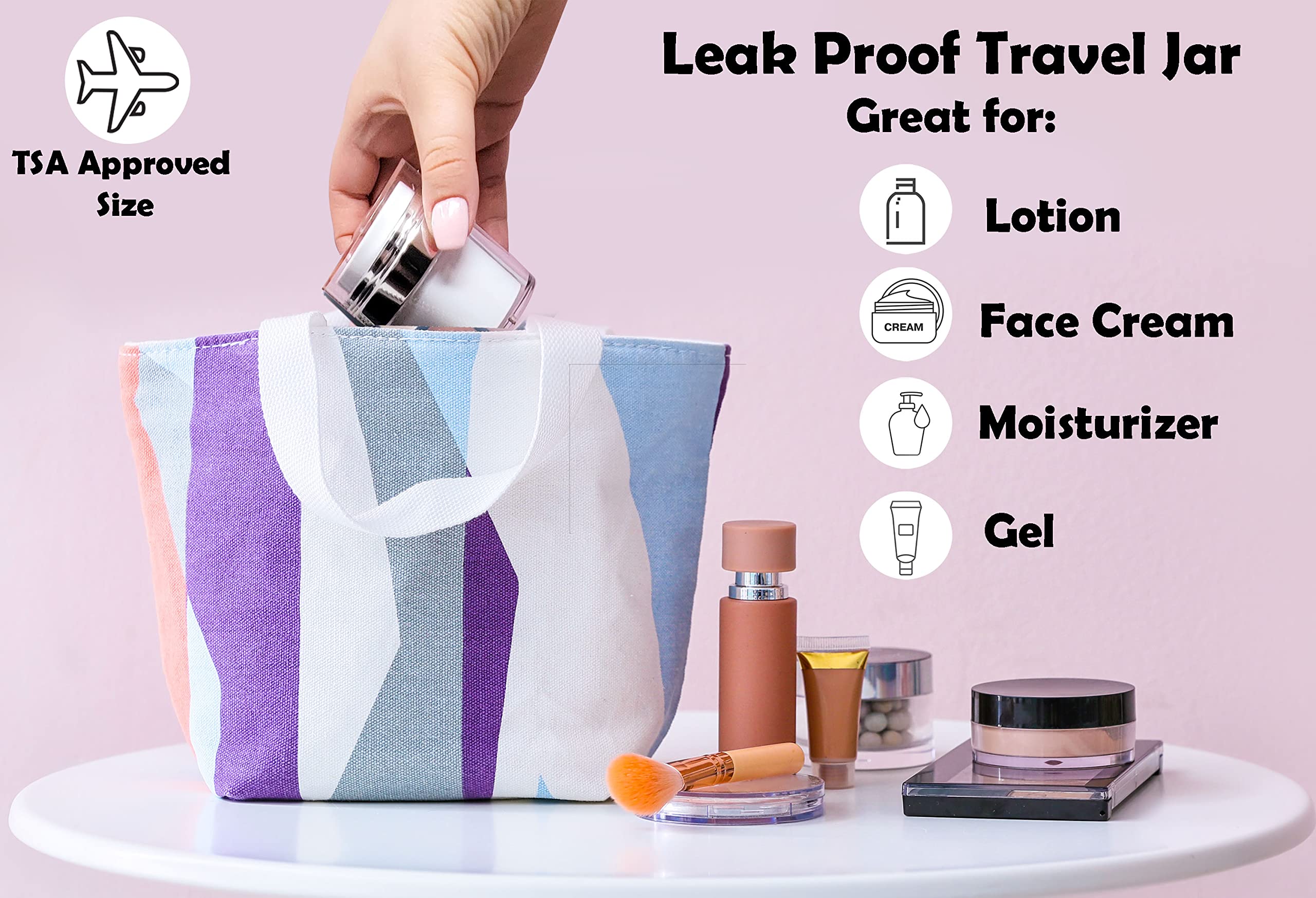 3-pack Airless Pump Dispenser Jar - 1.7 oz 50 mL Refillable Bottle Empty Cosmetic Cream New Jars for Travel Containers with Push Down Pump for Face Makeup Lotion Moisturizer Creams and Skincare