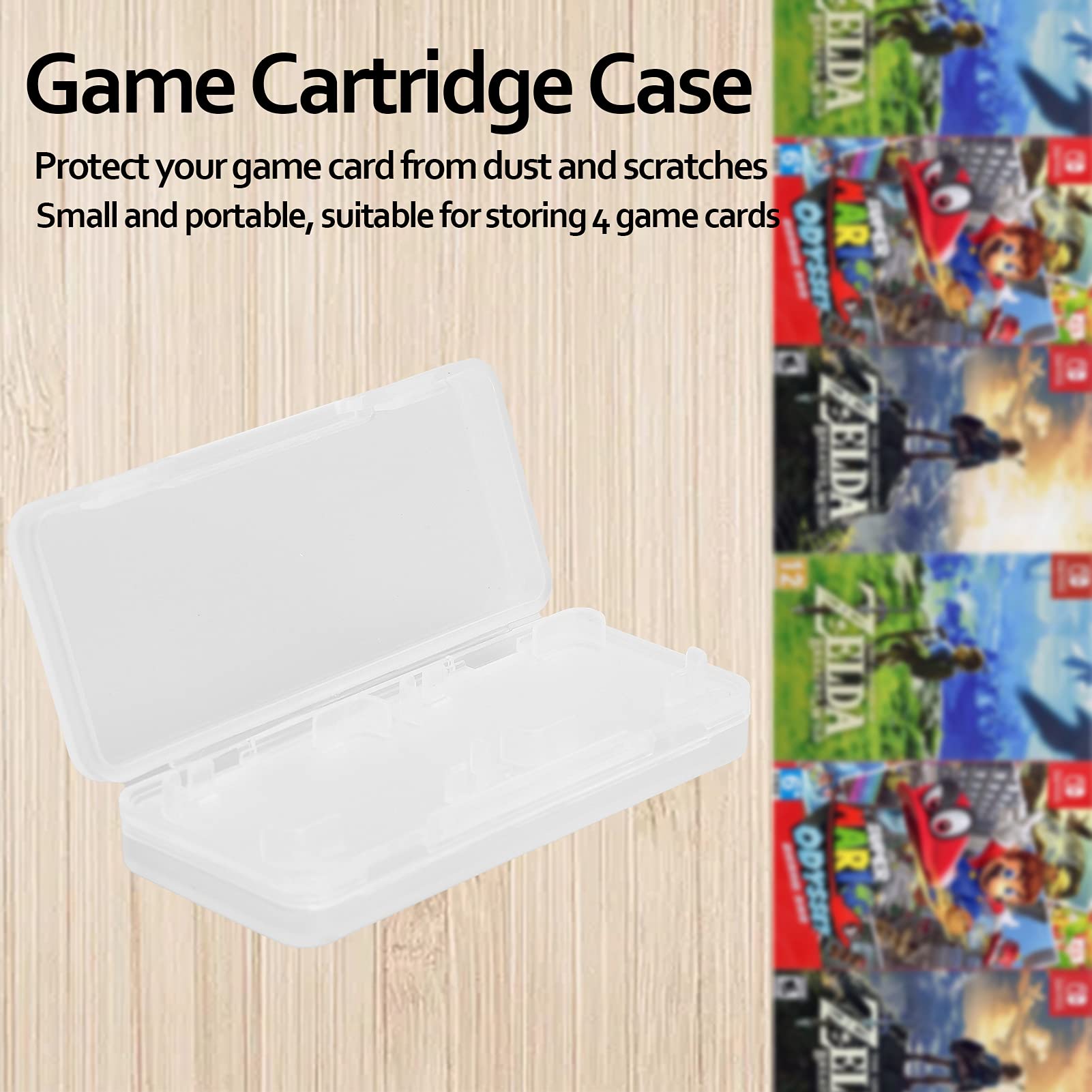 4-In-1 Game Cards Case, PP Material Game Cards Storage, Light In Weight Scratch-Resistant Game Cartridge Holder, for Switch(Four card boxes through white)