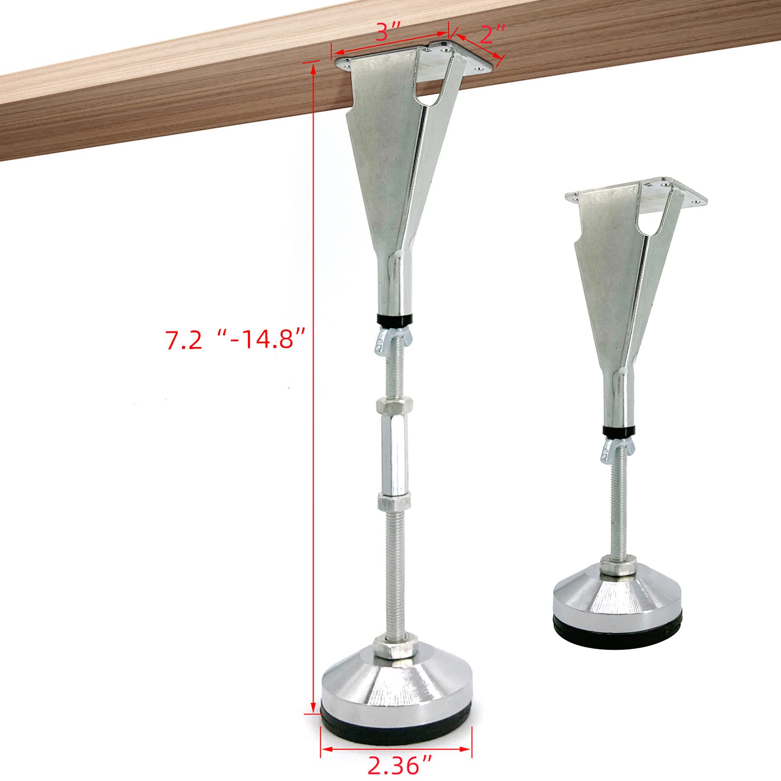 2 Pack Adjustable Height Center Support Leg for Bed Frame, Bed Center Slat Heavy Support Leg, Extra Durable Steel Support Legs | Suitable for Bed Frame, Bed Center Slats, Cabinet and Wooden Furniture