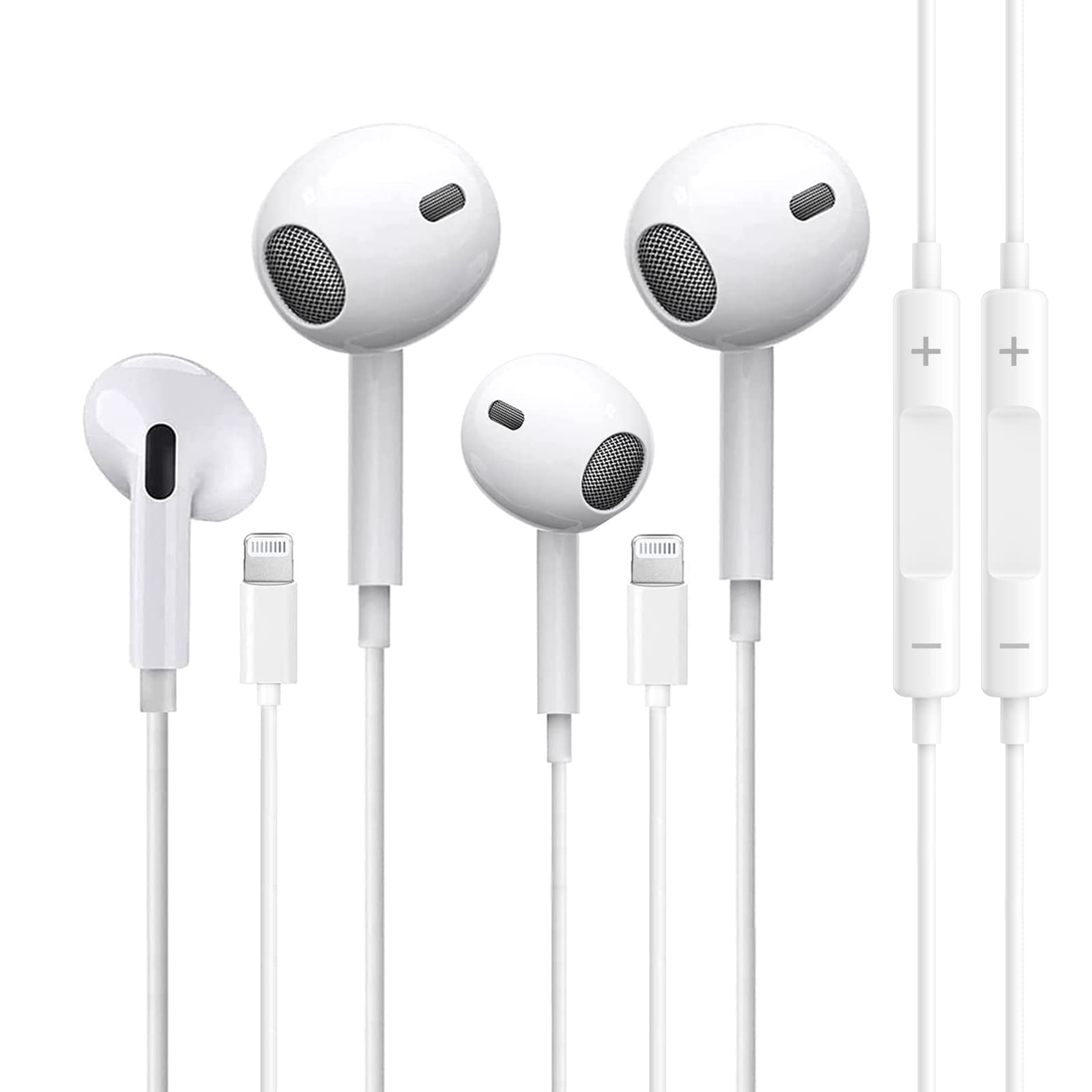 2 Pack Wired Earbuds, iPhone Headphones Wired/Earphones with Light-ning Connector [MFi Certified] with Microphone and Volume Control Compatible with iPhone 14/13/12/11/X/8/7-Support All iOS