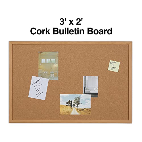 Myofficeinnovations 1682316 Std Cork Bulletin Board,Oak Finish Frame, 3-FTW X 2-Fth