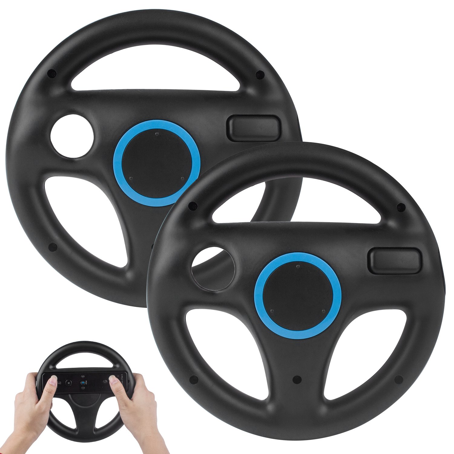 2Pack Mario Kart Steering Wheels Compatible for Nintendo Wii Remote, TechKen Mario Kart Racing Wheel Compatible with Nintendo Wii, Mario Kart, Tank, More Wii or Wii U Racing Games