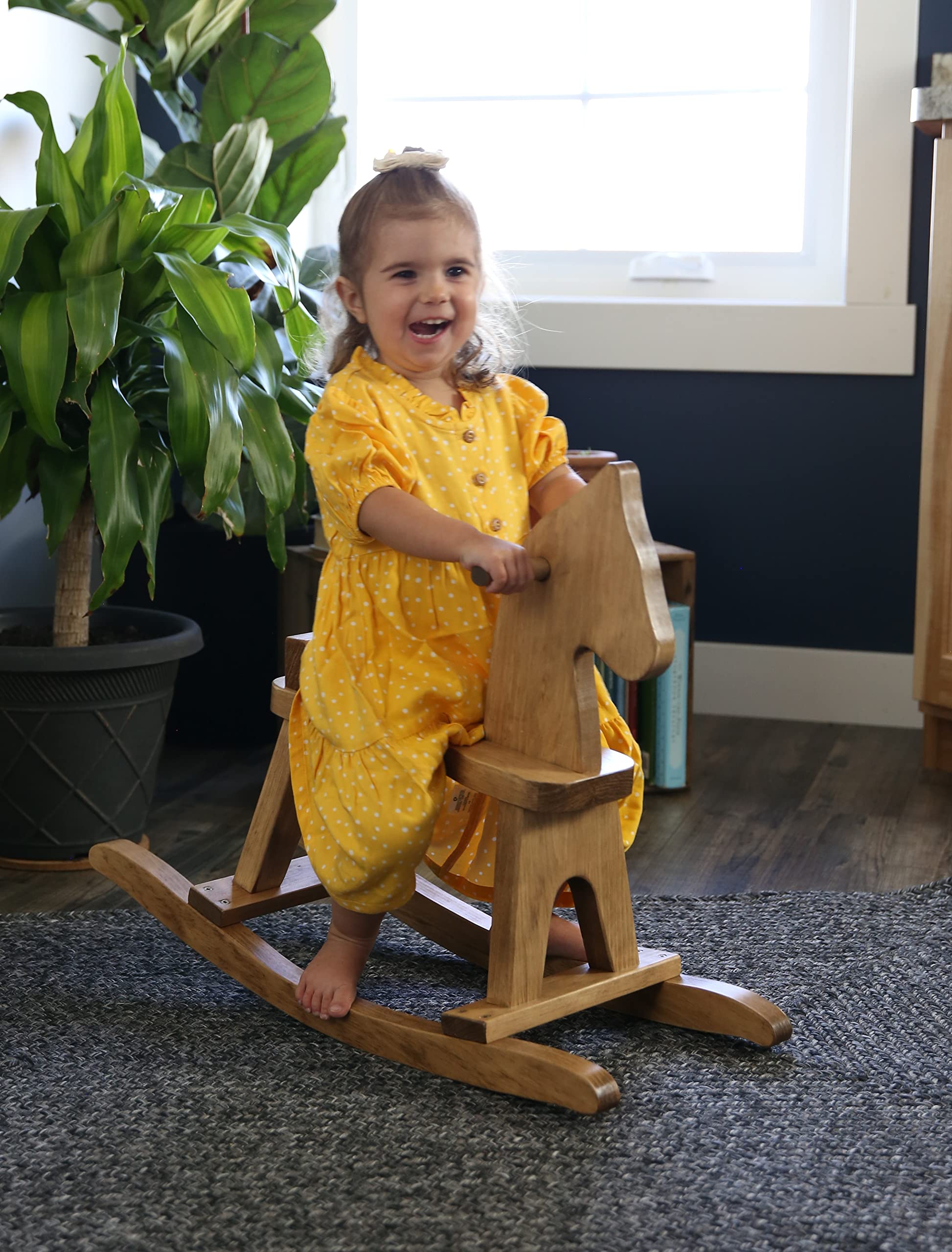 AmishToyBox.com Wooden Rocking Horse Toddler Ride-On Toy (Harvest Stain)