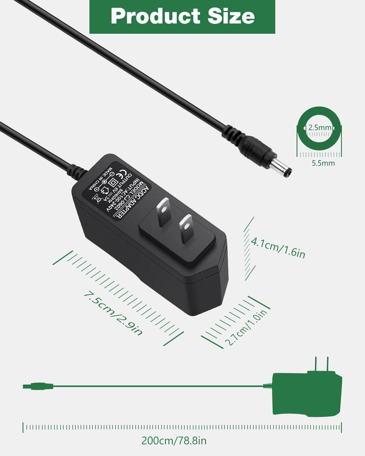 JOVNO 6V 2A DC Power Supply AC/DC Adapter Charger Cord for ProForm Elliptical Smart Strider 480 490 500 600 LE, 390 395 475 510 E, 510 EX, 400 700 Cardio Cross Trainer Exercise Bike, 6.6ft