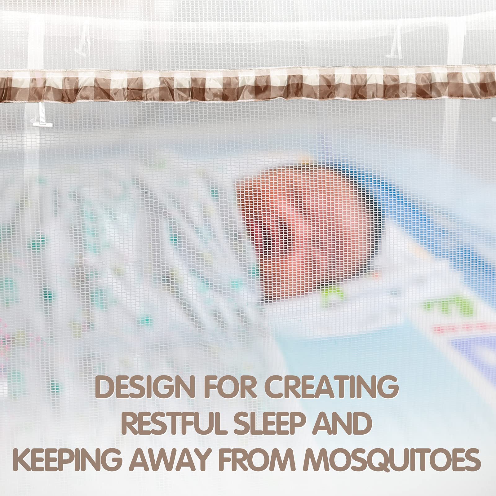 Portable Travel Folding Net with Bottom, Bed Canopy, Breathable Crib for Children Baby Toddlers Kids Reading Playing (Light Brown,200 x 180 x 150 cm)