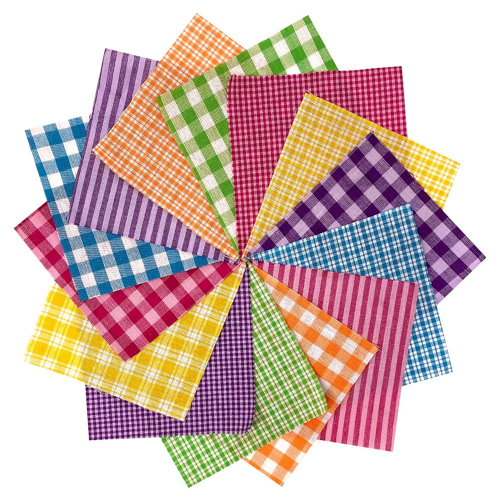 40 Bright Charm Pack, 5 inch Precut Cotton Homespun Fabric Squares by JCS