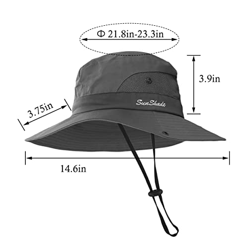 4 Pack Womens Ponytail Summer Sun Hat UV Protection Foldable Mesh Wide Brim Beach Fishing Cap (4 Pack-Purple&Watermelon Red&Sky Blue&Grey)