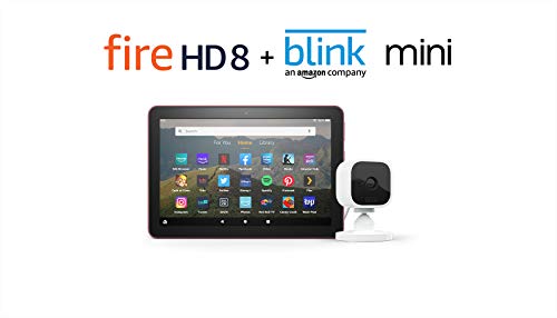 Fire HD 8 Smart Home Bundle including Fire HD 8 Tablet 64 GB Ad-Supported (Plum) with Blink Mini Camera