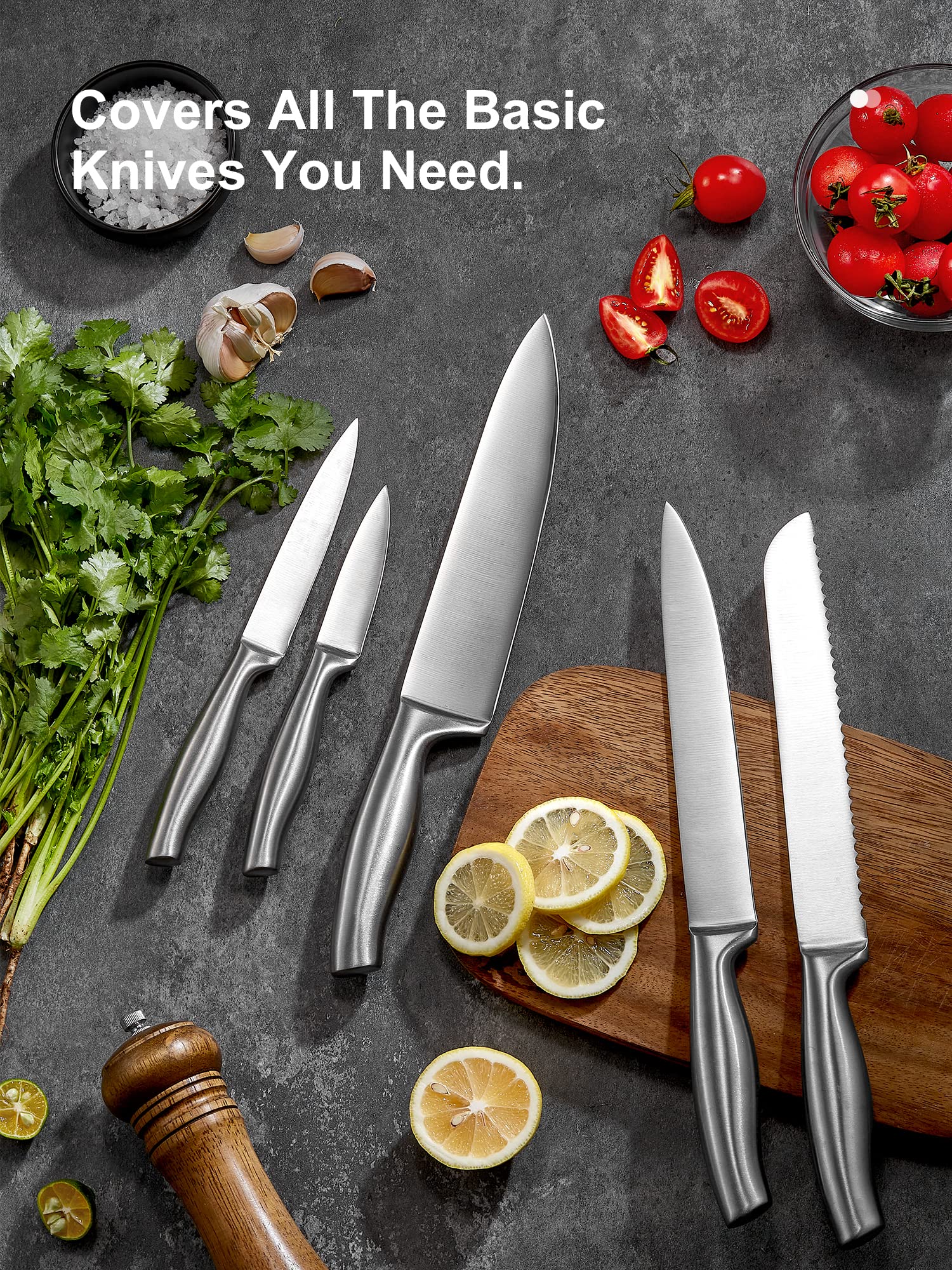 15 Pieces Kitchen Knife Set with Wooden Block Forged Premium German High Carbon Stainless Steel, Classic Triple Rivet Chef Knife, Super Sharp Knives, Perfect Cutlery Set Gift