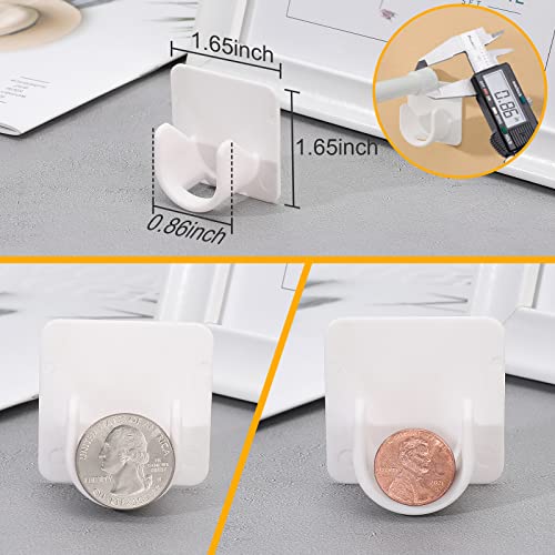 Adhesive Shower Curtain Rod Holder, 4 Pack Curtain Rod Bracket with Adhesive Pieces No Drilling Spring Tension Rod Retainer for Bathroom Kitchen Bookshelf| Rod End Diameter within 0.86inch