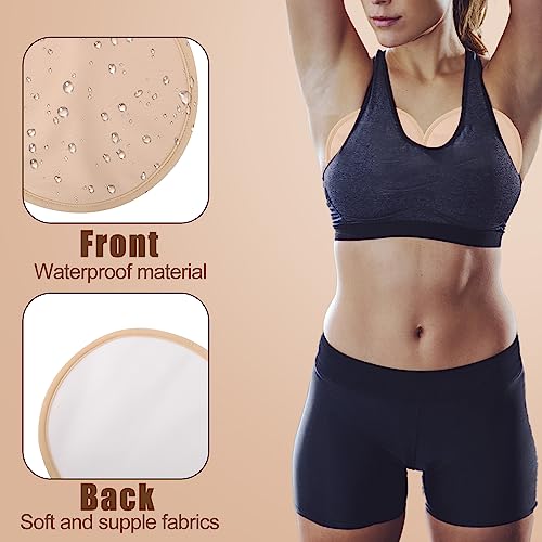 4pcs Castor Oil Breast Pads, Reusable Castor Oil Pack Wrap for Breast Washable Castor Oil Nursing Pads for Relaxing Prevent Leakage Castor Oil Not Included (Khaki, White)