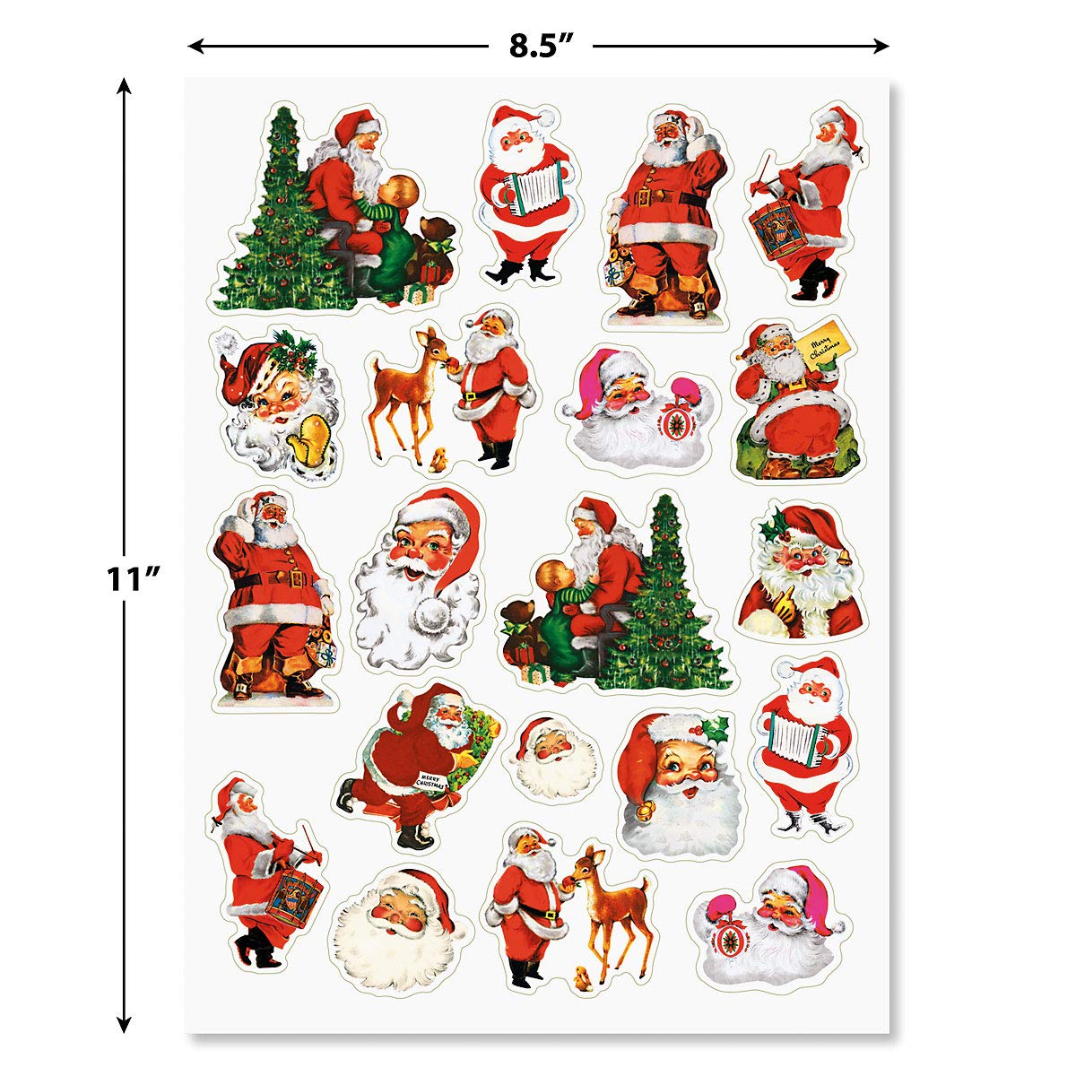 CURRENT Retro Santa Christmas Stickers - 40 Stickers, Two 8-1/2" x 11" Sheets, Holiday Themed, Great for Teachers, Students, Scrapbooking, DIY Arts and Crafts, Gift Wrap