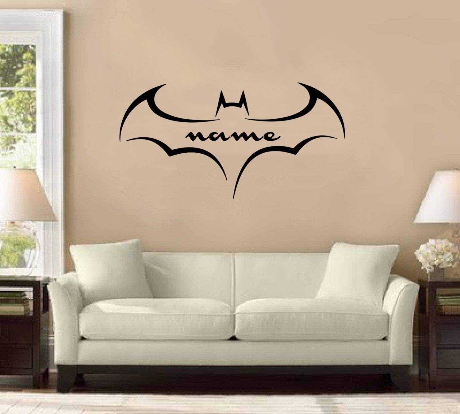 Custom Bat Wall Decal Quote - Name Customized Personalized Superhero Nursery Decor Kids Room car Bumper Laptop Window Decal Vinyl Decal