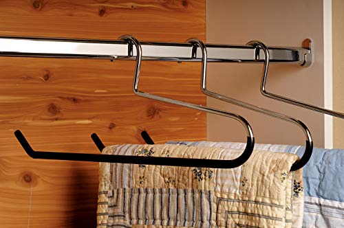 Oversized Chrome Quilt Hanger with Black Nonslip Vinyl Coating in 22" Length X 3/8" Thick, Box of 10