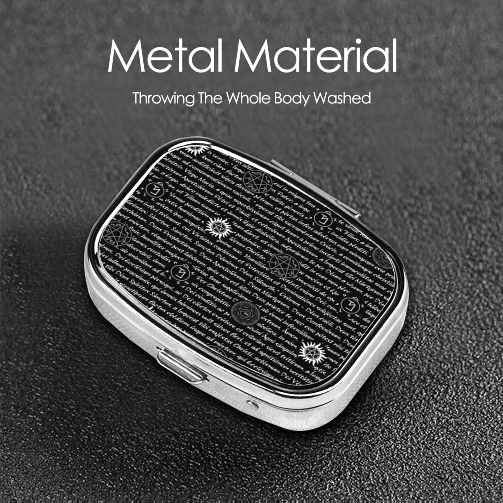 2.2x1.6x0.7 in Small Square Pill Box Supernatural Inspiration Pill Case Purse & Pocket Medicine Organizer Pill Container Pill Holder for Compact Portable Vitamin Case Fish Oil and Supplements