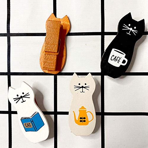 4pcs Clothes Pegs, Cute Clothespin, Natural Photo Clips, Multiufunction Wooden Clothespins, Cat Design DIY Craft Decoration