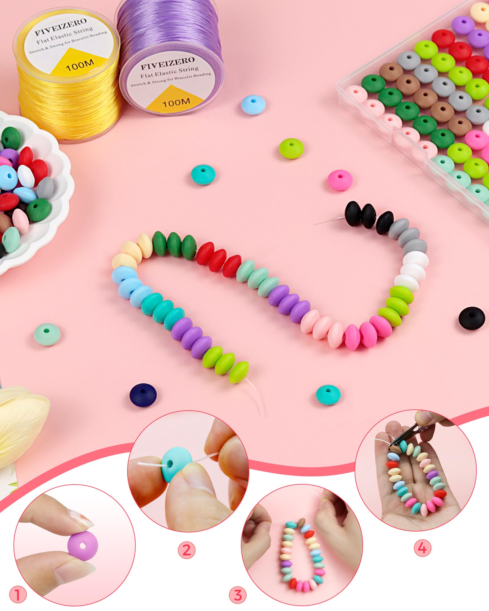 240PCS FIVEIZERO Silicone Lentil Beads,12mm Silicone Beads Abacus Beads Silicone Beads Bulk Silicone Spacer Beads Colorful DIY Lanyard Beads for Making Necklace Keychain Accessories(16 Colors)