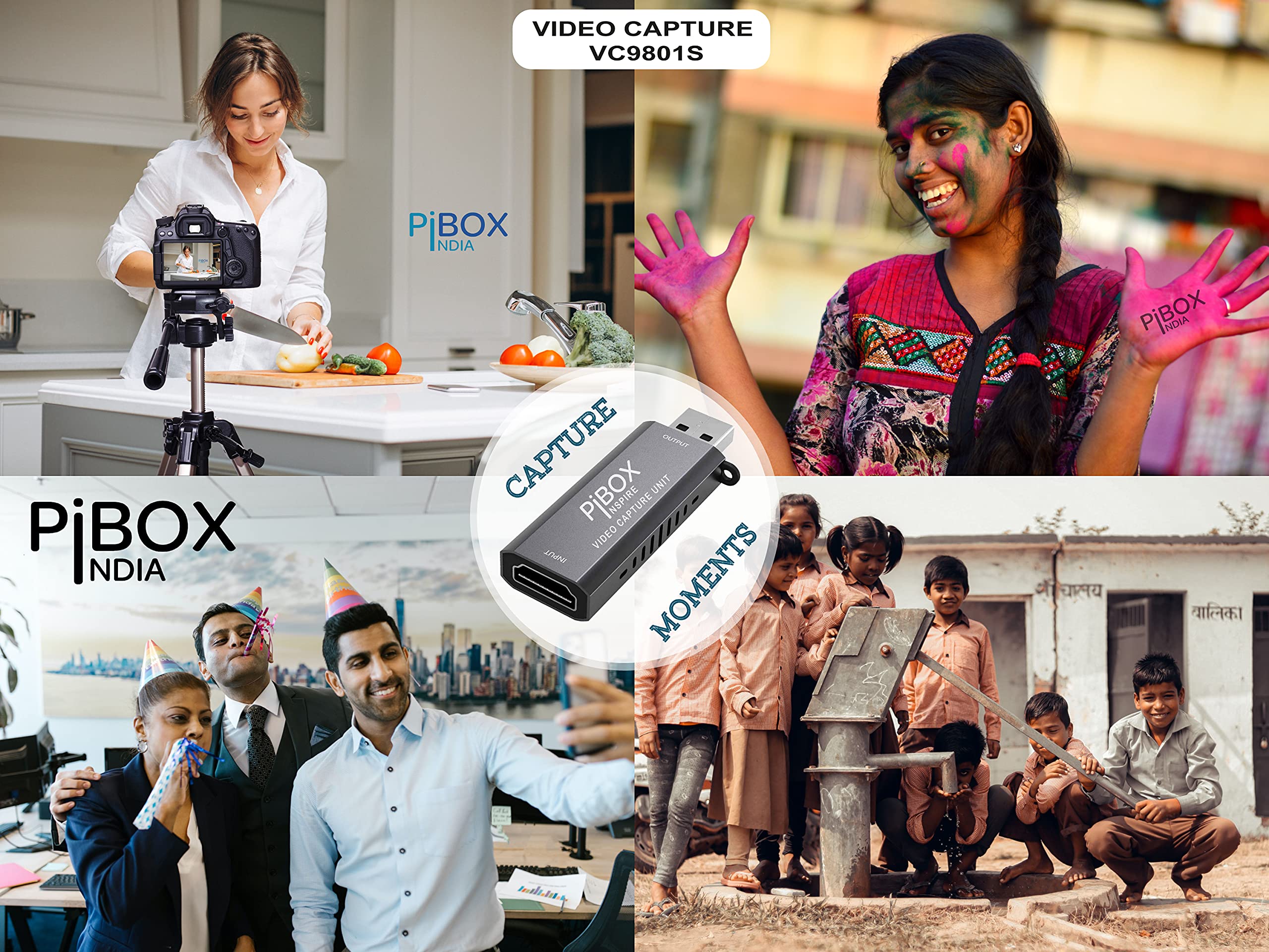 PiBOX India, Video Capture Card, 4K HDMI to USB 3.0 Game Capture Device Aluminium Windows Android Mac,HD 1080P Audio Video Card Live Streaming Gaming Conference, or Live Broadcasting