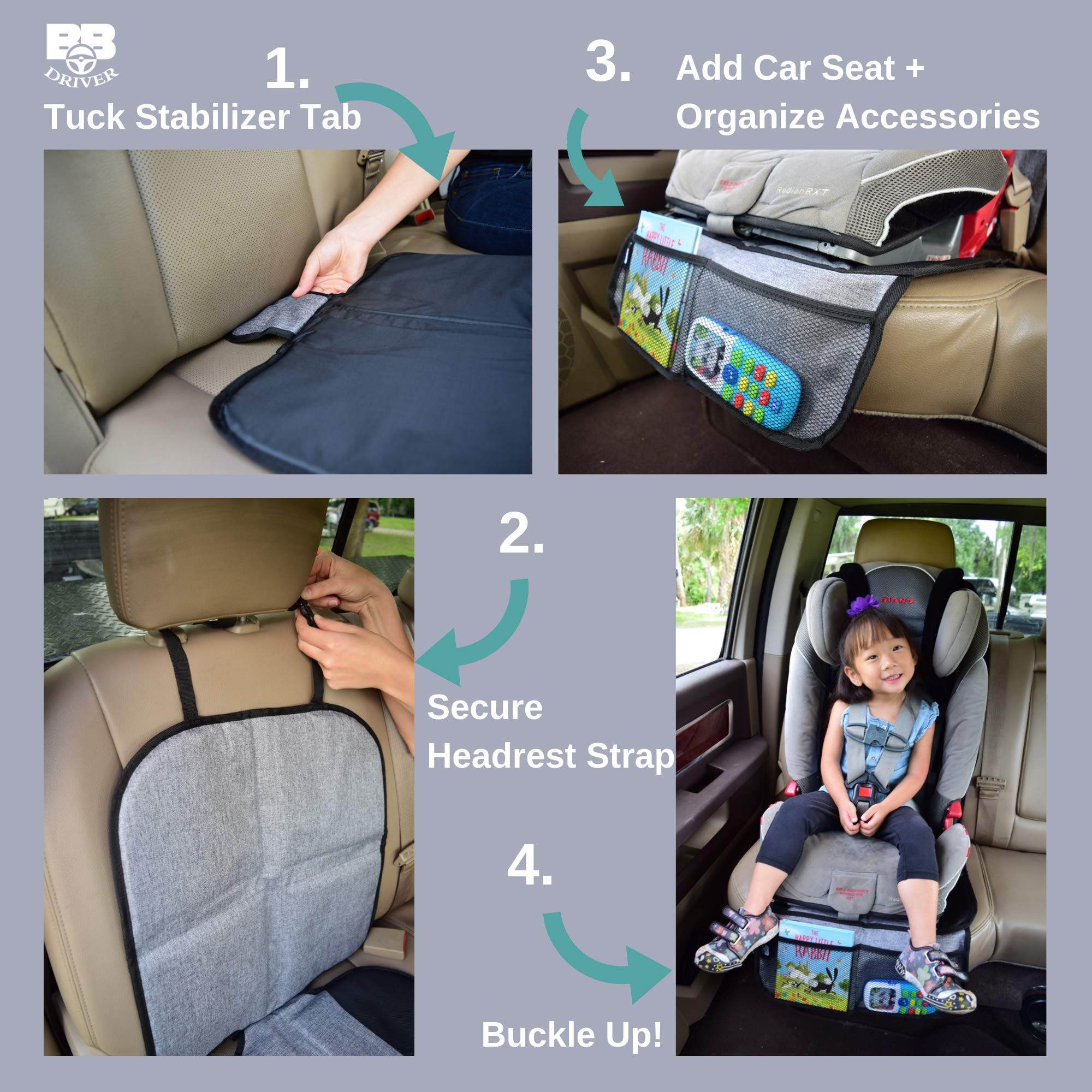 BB Driver Car Seat Protector for Child Car Seat - Upholstery and Leather Seat Protector for Car Seats - Premium Hand-Sewn Carseat Mat
