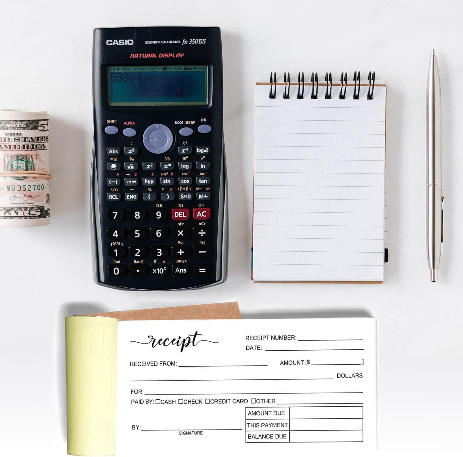 2 Packs 50-Set Receipt Pad, Carbon Duplicate Copy Sales Receipt Form, Invoice Booklet for Stores, Warehouses, Offices, and Restaurants, 6x3 Handheld, 2-Part Carbonless-White/Yellow.