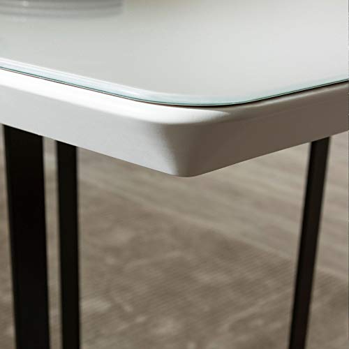 Manhattan Comfort Celine Mid Century Modern 8-Seater Dining Table, 86.22", Off White