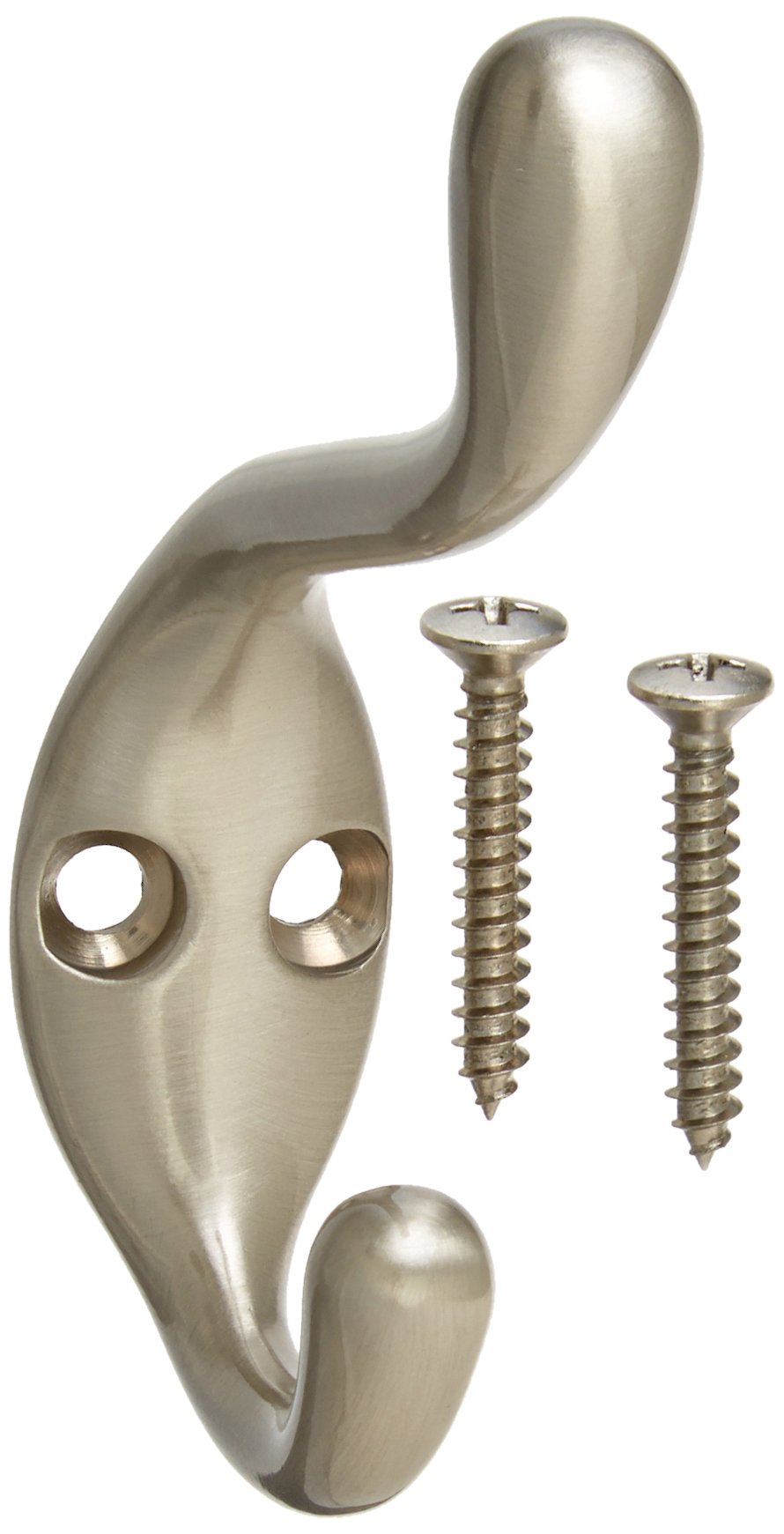 Amerock | Medium Coat Hook | Wall Mount | Satin Nickel | 1 Pack | Robe Hook | Towel Hook | Entryway Hook | Bathroom Hook
