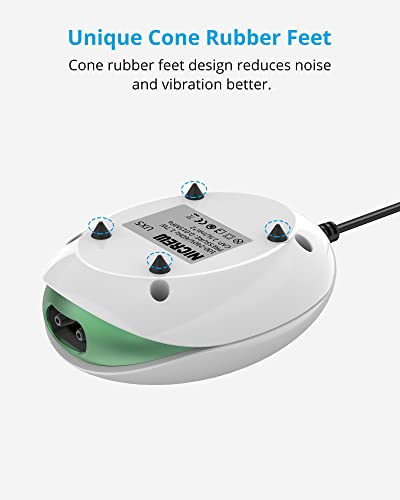 NICREW UFO Aquarium Air Pump, Ultra Silent Air Aerator Pump for Fish Tank, Oxygen Pump with Dual Outlets, Accessories Included, 2.5W