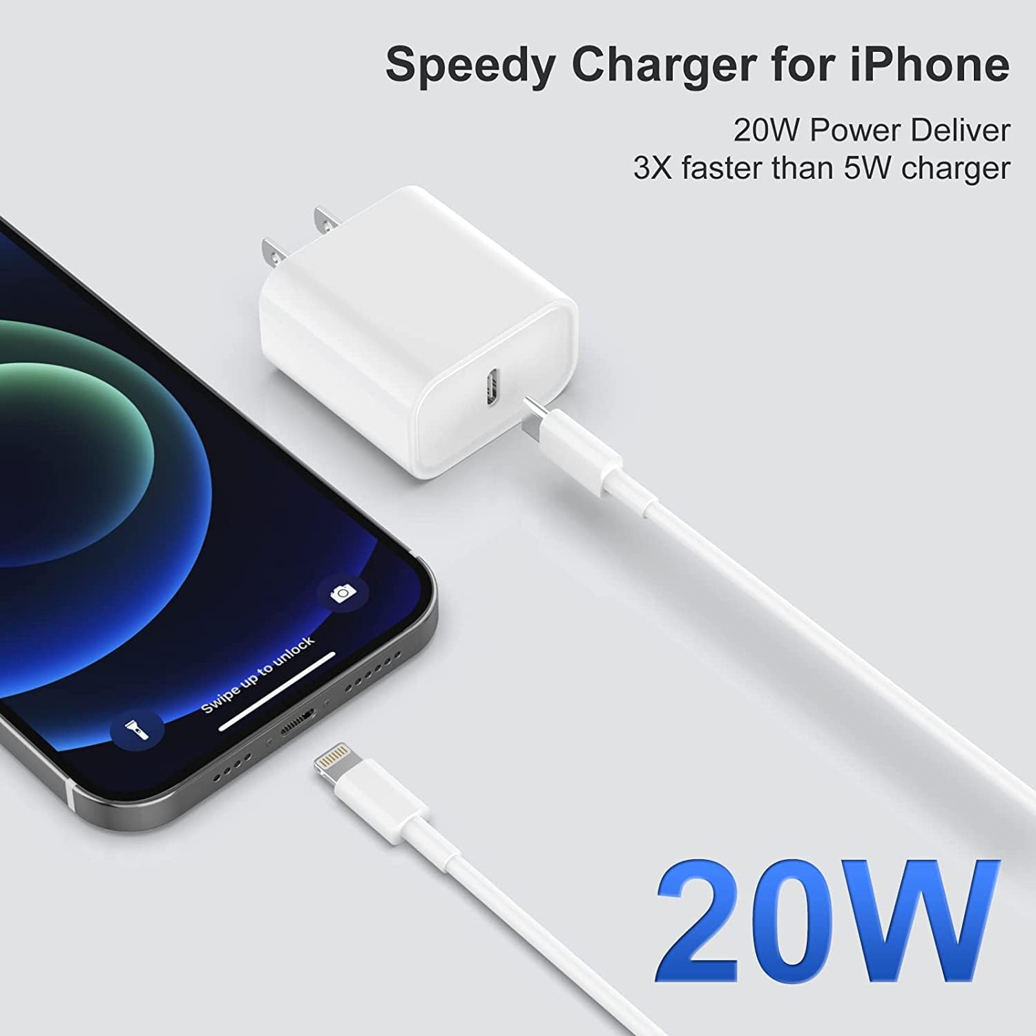 2 Pack MFi Certified 20W PD USB C Wall Chargers + 3FT * 2 Lightning Cables for iPhone 14/13/12/11/Pro Max/Xs XR/Plus (Pack of 2)