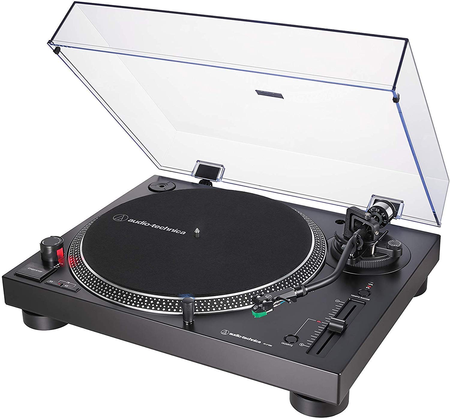 Audio Technica AT-LP120X-USB Direct-Drive Turntable Bundle with Kanto YU6 Powered Wireless Bluetooth Speakers - Black, Walnut