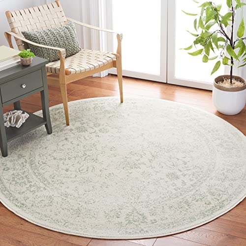 SAFAVIEH Adirondack Collection 9' Round Ivory/Sage ADR109V Oriental Distressed Non-Shedding Area Rug