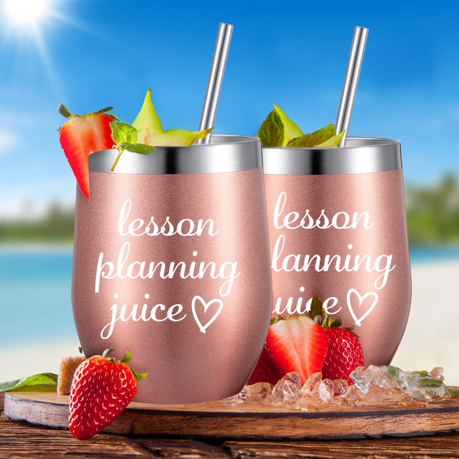 2 Pack Funny Teacher Gift Sippy Cup Lesson Planning Juice Personalized Christmas Thanksgiving Teacher Appreciation Gift for Professor Teaching Assistant, 12 oz Wine Tumbler