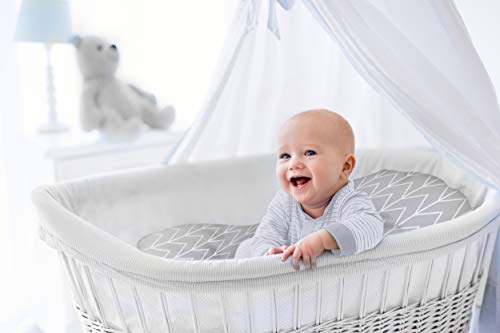 Bear's Little Fish 3-Pack of Moses Basket Sheets |100% Hypoallergenic Jersey Cotton |Gender Neutral Grey and White for Baby boy or Girl |Fitted Crib Sheets for Oval, Hourglass and Rectangular Mattress