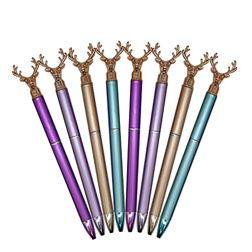 Maydahui 12PCS Deer Head Shape BallPoint Pen Creative Christmas Animal Pens Black GeL Ink Design for Boys Student