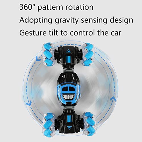 2.4GHz Remote Control Car 4WD RC Stunt Car Deformable All-Terrain Off Road Car, 360 Degree Flips Double Sided Rotating Race Car with Gesture Sensor Watch Lights Music for Kids (Red) M79