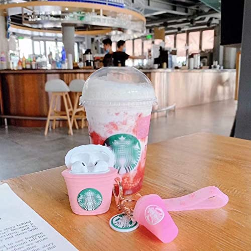 3D Cute Funny Cool Kawaii Fashion Ice Cream Cup for Airpods 2 & 1 Charging Case Pink