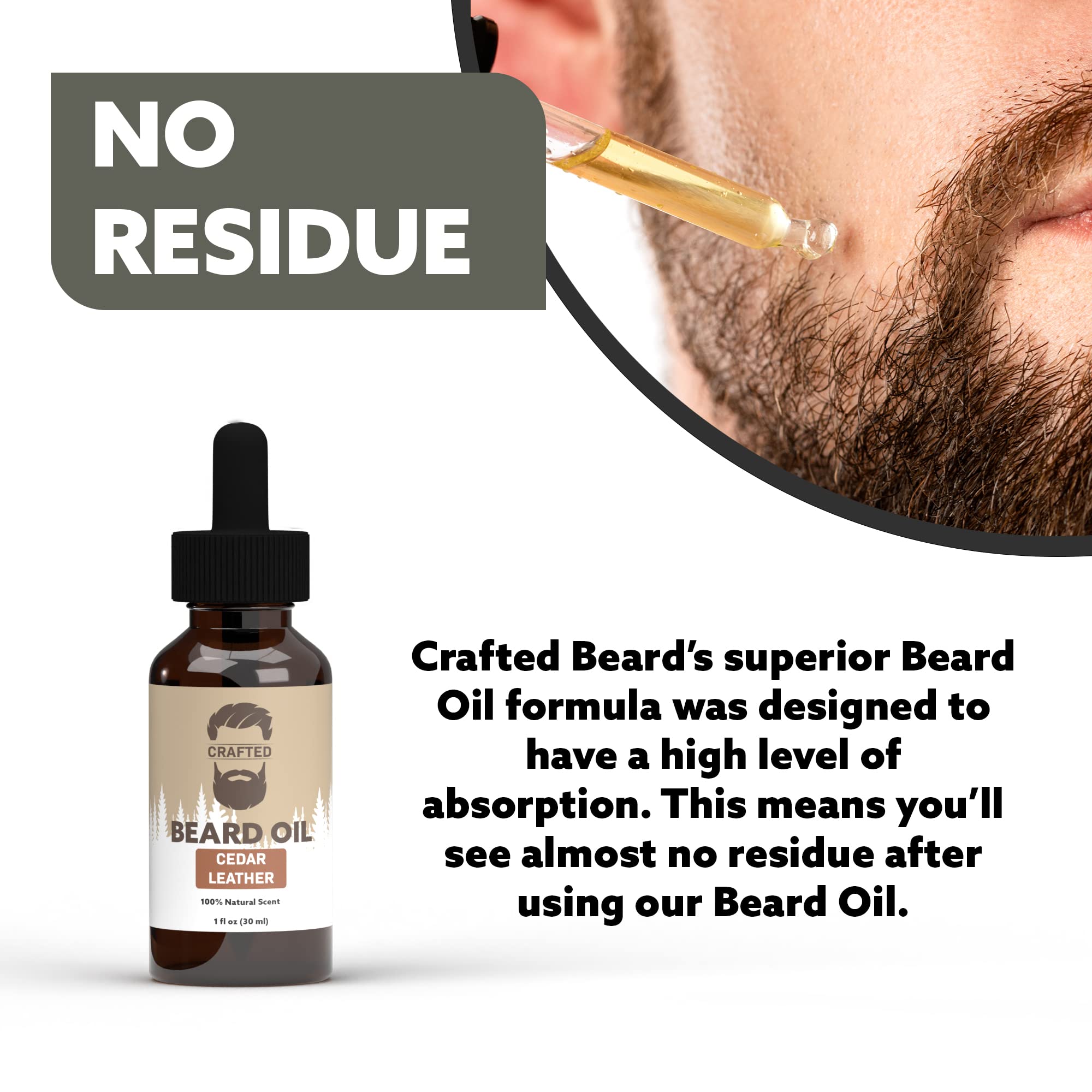 Crafted Beards Beard Oil Beard Oil Conditioner - Leave Your Beard Feeling Amazing - All Natural Ingredients - No Residue - Mustache Oil - 1oz - Made in the USA (Cedar Leather)