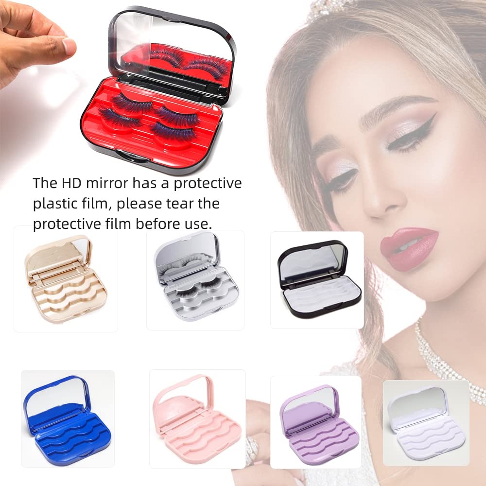 JYHi False Eyelash Storage Case with Mirror Lash Organizer Holder Box Empty Makeup Cosmetic Travel Case and Eyelash Tweezers Lash Container (Gold)