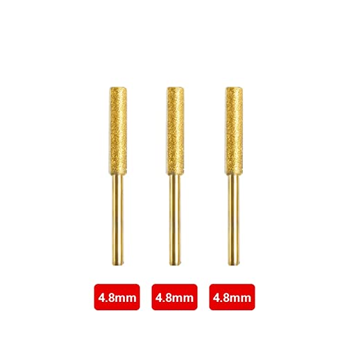 3/4/5/6pcs Diamond Coated Cylindrical Burr 4/4.8/5.5mm Chainsaw Sharpener Stone File Chain Saw Sharpening Carving Grinding Tools (Color : Gold 3pcs Set 3, Size : /)